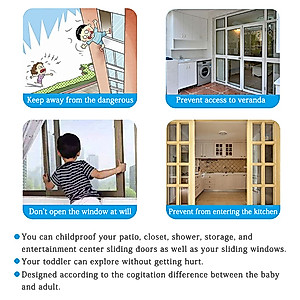 Maveek Upgraded Invisible Child Safety Lock, 8 Pcs Clear Sliding Door Latch Locks Door Window Security Bar, Keyless Jammer Stopper for Kids Baby Proofing