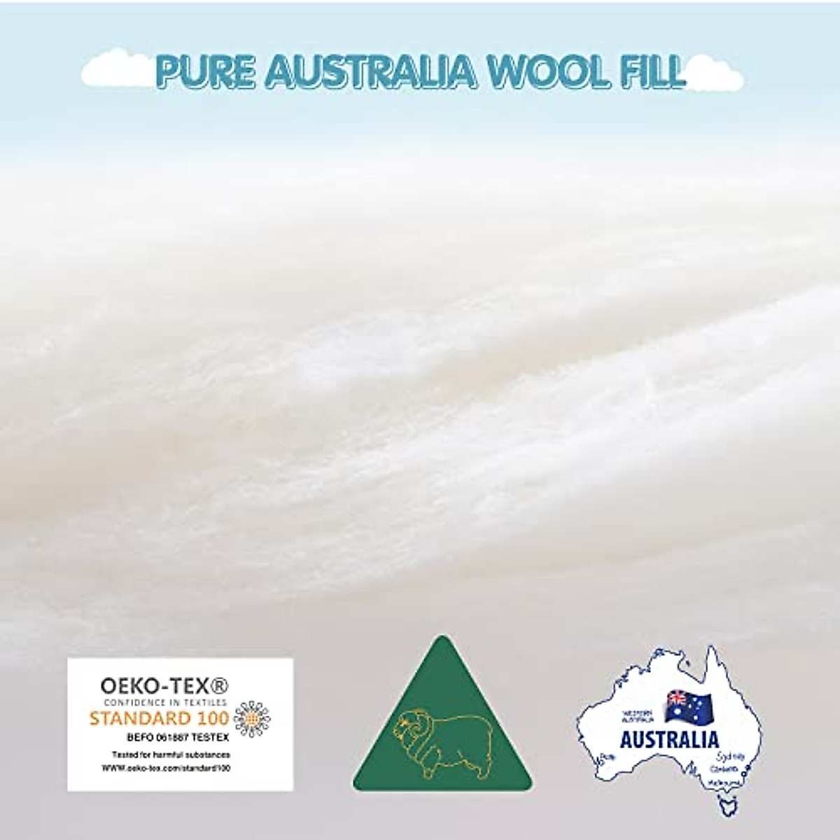 YOUR MOON Luxurious Lightweight Wool Comforter Queen Size, Lightweight Summer Comforter/Duvet Insert, 100% Natural Australian Wool Filled Comforter, Noiseless Cotton Cover