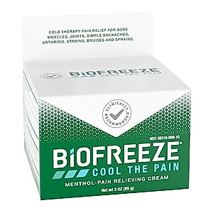Biofreeze Pain Relief Cream, Knee & Lower Back Pain Relief, Sore Muscle Relief, Neck Pain Relief, Shoulder Pain Relief, Muscle Recovery, FSA Eligible, 3 OZ Biofreeze Menthol Cream