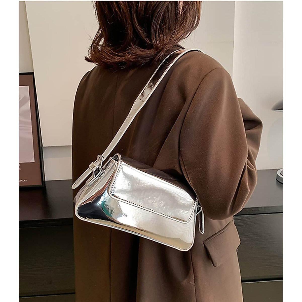 Evening Bag Women Hobo Bag Clutch Y2k Sparkly Silver Purse Tote Handbag Shoulder Party/Cute Crossbody Bags with Wallet