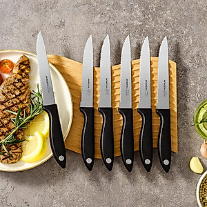 Kitchen Knife Set,Knife Sets for Kitchen with Block and Sharpener，15 Pcs High Carbon Stainless Steel Block Knife Set and 6 Steak Knives