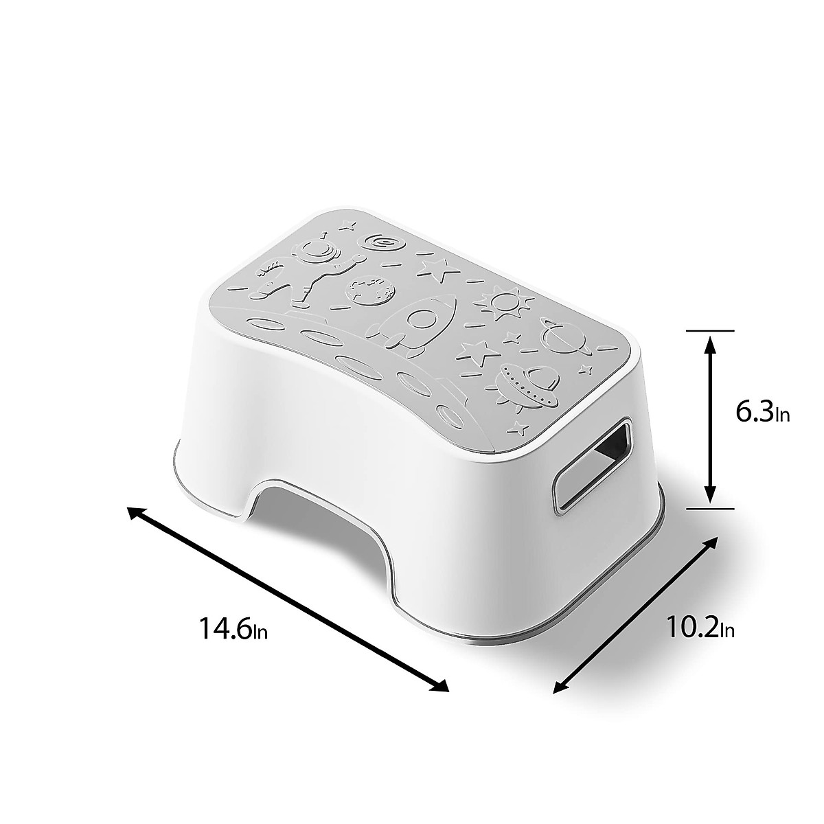 UNCLE WU Kids Step Stool - Lightweight and Easy to Clean - Bathroom Safety Bottom as Potty Training Stool - Slip-Resistant Surface1 Step Stool for Kids/Adult (Gray White)