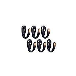 QCAA Heavier Robe Hook, Farmhouse Coat Hook, Zinc Die Cast, Oil Rubbed Bronze, Made in Taiwan, 6 Pack