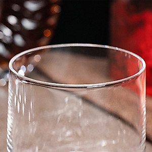 Crystal Whiskey Glasses,Hand Blown lead-free,Thick-Bottomed Mountain Glasse,Design of cup mouth to prevent splashing,Suitable for Scotch,bourbon,beer,old cocktail and other drink(Clear 2PCS)