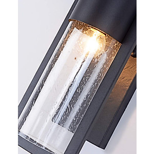 Delicavy Outdoor Wall Lights Modern Farmhouse Porch Light Waterproof Exterior Wall Lantern Black with Seed Glass, Outside Wall Lamp for House Garage, Front Door Light, 14.2" H