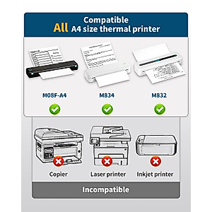 A4 Thermal Paper - 8.27” x 11.69” (210mm x 297mm) Quick-Dry Printing Paper, Compatible with Phomemo M08F-A4 M832 M831 M833 M834 M835 Q301 Q302 Thermal Printer for Documents Contracts, 100 Sheets