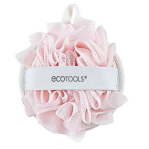 EcoTools EcoPouf Dual Cleansing Pad, Gentle Cleansing Body Scrubber, Exfoliating for Shower & Bath, Pink, 4 Count