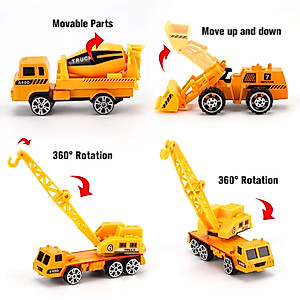 Alloy Truck Mini Pocket Size Construction Models Play Vehicles Toy Trucks for Boys Age 2 3 4,Kids Party Favors Cake Decorations Topper Birthday Gift,6Pcs Set