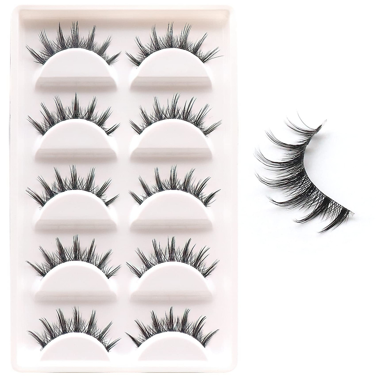 Veleasha Lashes 5D Faux Mink Lashes 100% Handmade Luxurious Fake Eyelashes Lightweight Fluffy False Eyelashes 5 Pairs Pack (009)