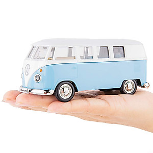 TGRCM-CZ 1/36 Scale Bus Casting Car Model, Zinc Alloy Toy Car for Kids, Pull Back Vehicles Toy Truck for Toddlers Kids Boys Girls Gift (Blue)