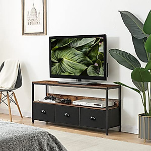 PRAISUN Dresser TV Stand with Storage and Drawers , Wide Dresser for Bedroom, Entertainment Center for 55 inch TV for Living Room, Chest, Closets and Nursery - Black and Rustic Brown