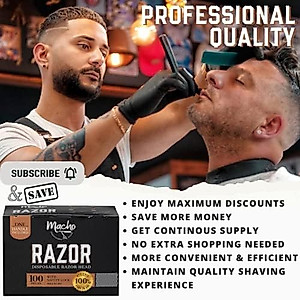 Professional Disposable Straight Razors for Men - Blade Holder with 100 Stainless Steel Razor Blade Heads - Features a Safety Lock & Blade Guard for Barbers, Shaving, and Grooming by Better Barber