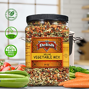 Deluxe Dried Vegetable Soup Mix by Its Delish, 24 Oz (1.5 Lb) Jumbo Container of Dehydrated Vegetables