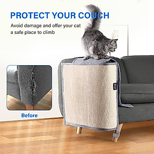 NATUYA Furniture Protectors from Cats - Couch Protector from Cat Claws with Sisal Scratching Pad Anti Cat Scratch Furniture Couch Sofa Corner (Light Gray, Left)