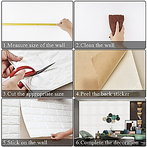 Arthome Brick Wall Panels 116 Sq.Feet Coverage,Peel and Stick 3D Wallpaper,Self Adhesive Waterproof Foam Brick for Living Room,Bedroom,Laundry,Kitchen,Fireplace,TV Wall Decoration (White 20 Pack)