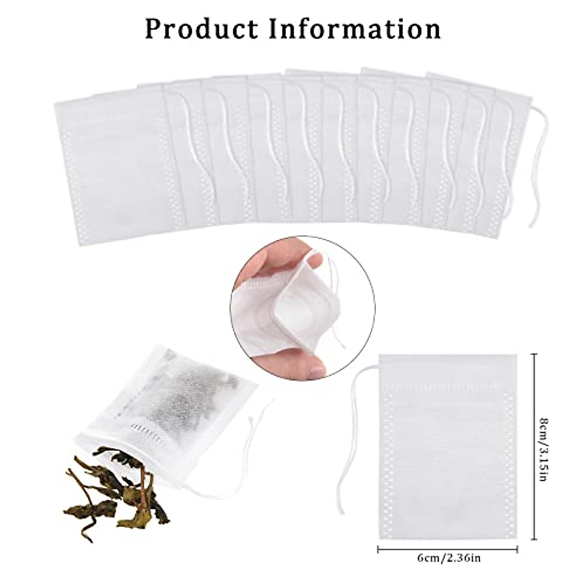 FRIUSATE 500Pcs Tea Bags for Loose Leaf Tea, Empty Tea Bags with String Disposable Tea Bags Fillable Natural Tea Filter Bags Drawstring Tea Bags Bulk for Loose Tea, Coffee, Spice, 2.36 x 3.15 Inch