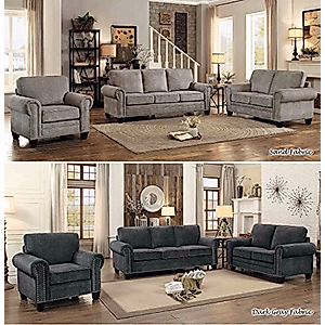 Homelegance Cornelia 86" Fabric Sofa, Dark Gray