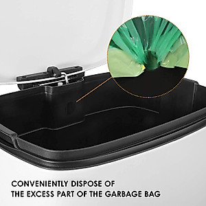 AthLike Trash Can, Stainless Steel Kitchen Garbage Can, Step Waste Bin with Hinged Lid and Removable Inner Bucket, Soft-Close, Dustbin for Bathroom Bedroom Living Room Home (White, 8 Gal)