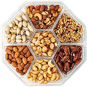 Holiday Nuts Gift Baskets for Families, 7 Variety Christmas Gift Basket, Healthy Gourmet Food Gifts for Delivery Prime, Fresh Fruit Nut Gift Box, Sympathy Gifting Ideas for Men Woman Mom Dad Grandma