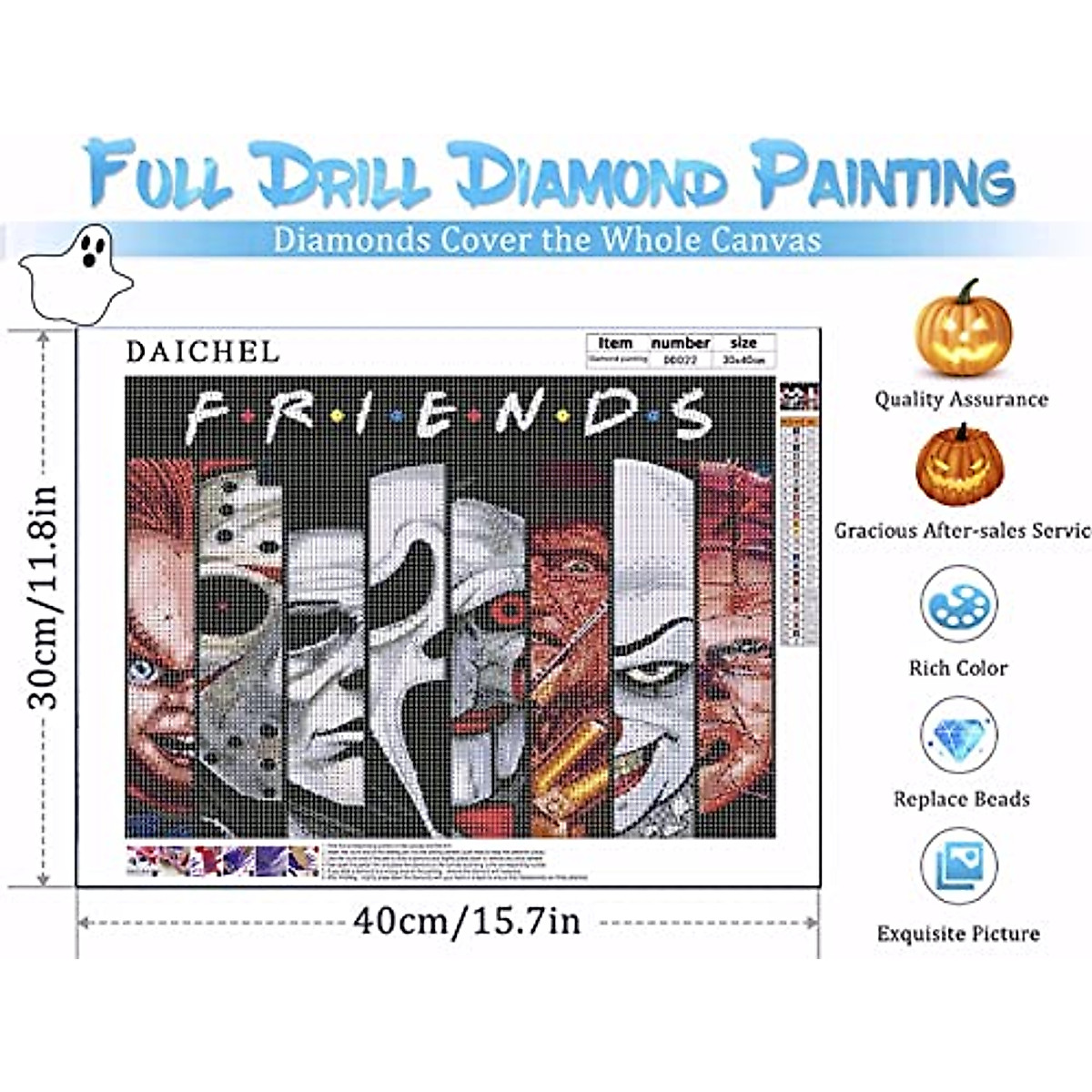 Halloween Diamond Art Painting Kits for Adults - Halloween Round Full Drill Diamond Dots Paintings, DIY 5D Paint with Diamonds Pictures Gem Art Painting Kits DIY Adult Crafts