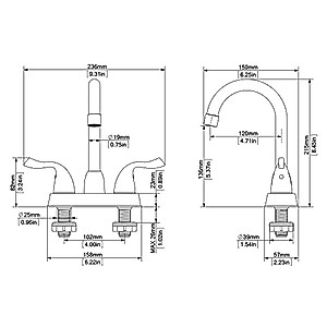 FROPO 2 Handle Black Bathroom Sink Faucet - 4 Inch Centerset Faucet Bathroom 2 or 3 Hole Lavatory Faucet Bathroom Vanity Sink Faucets with Pop-up Drain and Supply Lines Matte Black