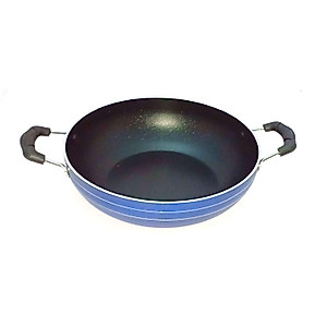 Induction Base Deep Kadai Non-Stick Aluminium Kadhai Deep Fry Pan Nonstick 2.2 litre Kadhai with Glass Lid 240 mm 9.5 Inches(Induction and Gas Compatible)
