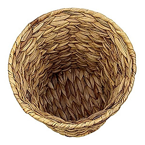 Casaphoria Round Water Hyacinth Garbage Baskets for Storage Natural Woven Hyacinth Laundry Rubbish Basket Durable Circular Waste Baskets Home Beautiful Decoration Storageworks Recycling Bin