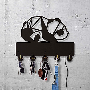 The Geeky Days Cute Chubby Geometric Panda Shape Design Wall Hooks Coat Hanger with LED Backlight Personalised Kid Room Bathroom Decor Hanger Clother Hats Robe Hooks Keys Holder