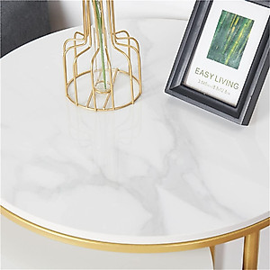 Wisfor Nesting Side Table Set of 2 Gold Marble Nesting Accent Table Set with Sintered Stone Desktop for Living Room