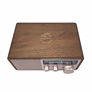 Sangean WR-16SE AM/FM/Bluetooth/Aux-in/USB Phone Charging 45th Anniversary Special Edition Wooden Cabinet Radio (Dark Walnut with Rose Gold)