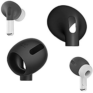 TENNMAK Non Slip Silicone Ear Cover Compatible with AirPods Pro Ear Cover Earpads Ear Tip Sleeve Accessory (fit in The case) (Black)