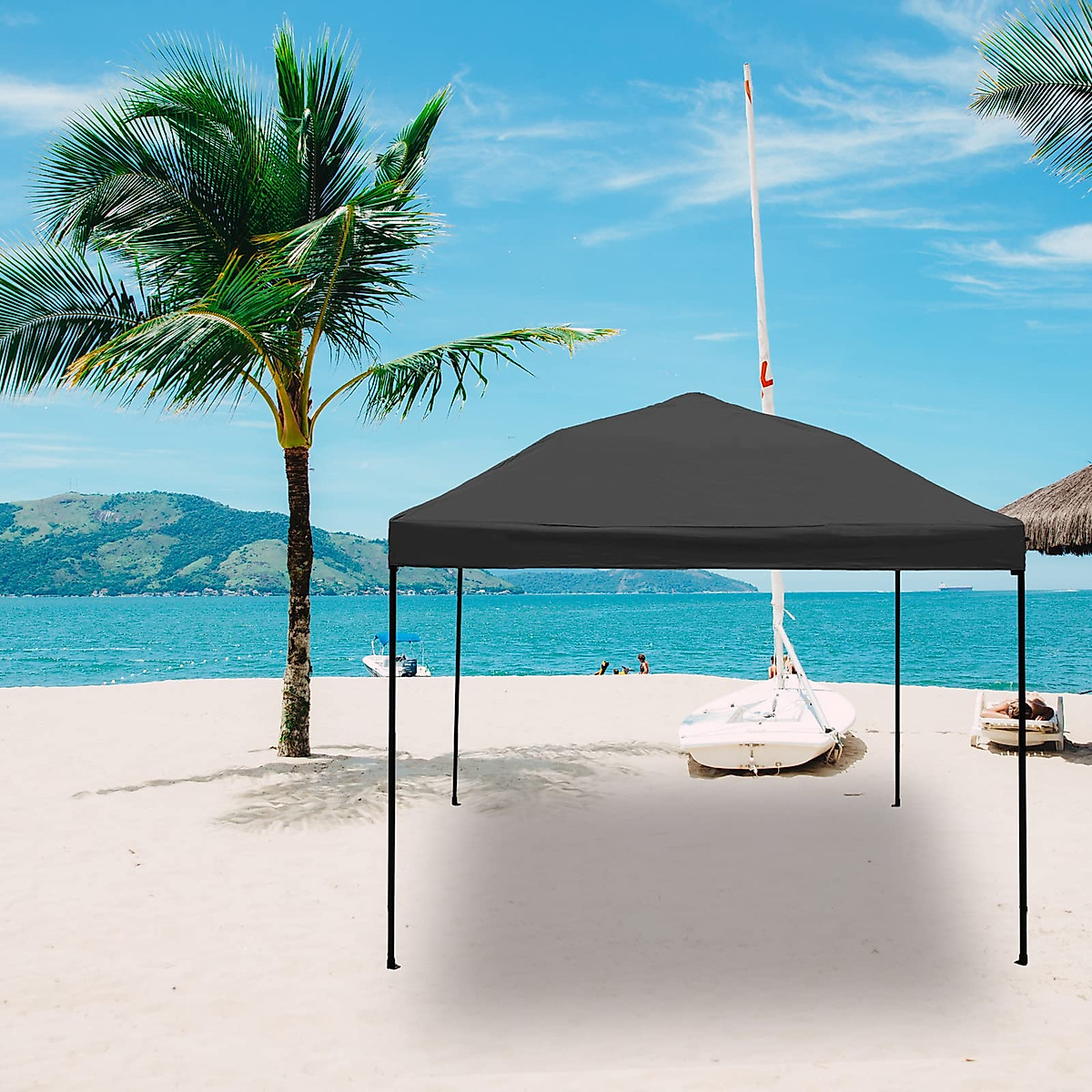 Replacement Canopy Top, 10' x 10' Pop-Up Canopy Top Cover for Canopy Straight Leg Tent Top Cover (1pc Top Cloth Only) Black