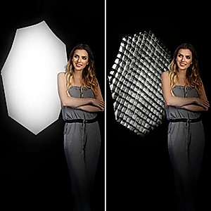 AMBITFUL 37" 95cm Octagon Honeycomb Grid Softbox, Bowens Mount Softbox Compatible Studio Flash Strobe Lighting MS300 SK400 AD600 AD400Pro VL150 VL200 VL300 SL-60W SL200II SZ200Bi (FW 95)