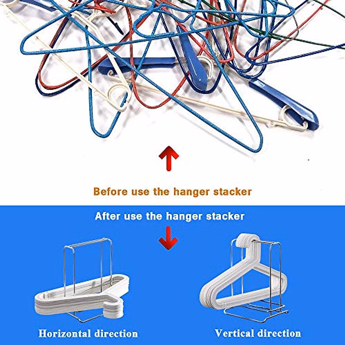 Hanger Stacker Clothes Hanger Organizer Rack Sturdy Stainless Steel Clothes Caddy Storage Holder Stacker for Closet & Room Tidier Laundry Rooms Drying Rack