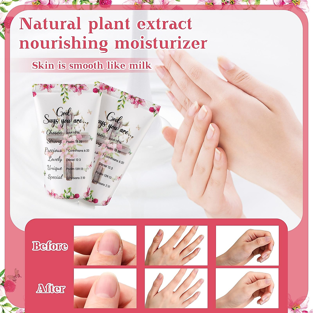 Heigble 50 Pack Hand Lotion Bulk Gifts Travel Size Summer Hand Cream Christian Gift Bulk for Church Hand Cream for Homeless Nursing Home Non Beneficial Appreciation Gifts for Coworker