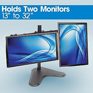 MANHATTAN Universal Dual Monitor Stand with Double-Link Swing Arms Holds Two 13" to 32" LCD Monitors up to 8 Kg (17 Lbs.), Black