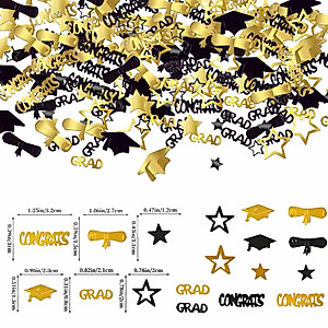 Gold and Black Graduation Confetti 2024, 1000 Pcs Grad Confetti Class of 2024 Party Table Centerpiece for 2024 Graduation Party Supplies