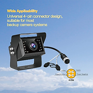 HD Backup Camera VC4 for Truck,RV HD Car Backup Camera with Universal 4 PIN Connector for HD(720P 1080P) Car Rear View System’s Extension or Replacement for VECLESUS VMS VMST VMQD