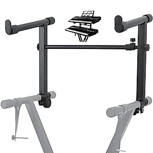 Anjetan Second Tier Keyboard Stand, Extension Adapter for Keyboard Supports with Adjustable Width, Universal Iron Extension Stand for Electronic Organs