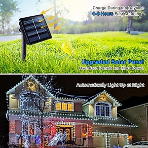 QITONG White Solar Christmas Lights, 2 Pack Each 66ft 200 LED Solar Fairy Lights Outdoor Waterproof, 8 Modes Silver Wire Solar Twinkle Mini Lights