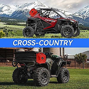 Esploratori 5L 1.3 Gallon Gas Can Fuel Oil Petrol Storage Cans Emergency Backup Tank with Upgraded Pack Locking Mount for UTV ATV Motorcycle SUV Car Off Road Most Cars, Patented Design (Red)