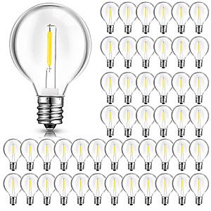 LEIFIDE 100 Pcs G40 LED Light Bulbs Replacement 1W Globe Bulbs Outdoor LED Light Bulb Fits C7 and E12 Candelabra Screw Base Sockets LED String Light Bulbs Shatterproof Bulbs, 2700k(White)