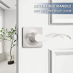 Mengico 2 Pack Door Lever Interior,Satin Nickel Door Handle Interior,Passage Door Handle Hallway Closet Door Lever,Reversible Drop Lever Handles