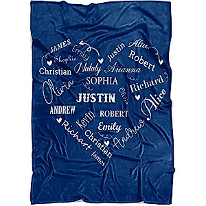 Personalized Name Blankets for Baby, Kids and Adults, Mom, Grandma. Custom Name Blanket from Your Names. Close to Heart Customized Throw. Gift for Mothers Day, Christmas (Navy, Fleece 50" x 60")