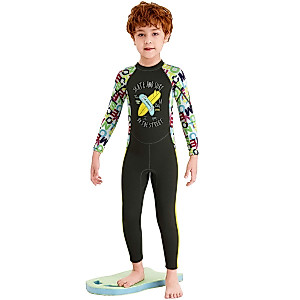 Little Kids Boys 2.5 mm Neoprene Long Sleeves Wetsuit Surfing Full Suits Full Body Neoprene Swimsuits Cartoon Thermal Diving Suits