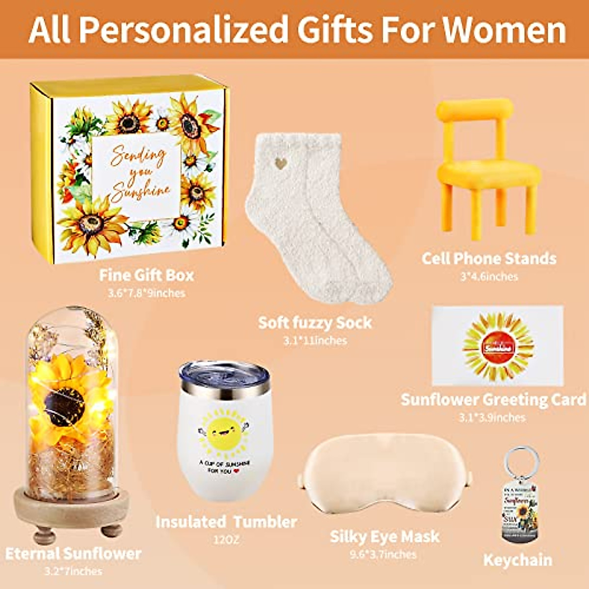 Birthday Gifts for Women, Get Well Soon Self Care Gifts Basket, Care Package for women,Sunshine Gifts for Friends Female, Unique Sunflower Gifts Box, Thinking of You Gift for Her Best Friend Sister