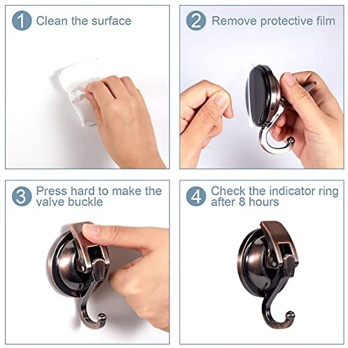 Apkhgtb Suction Cup Hooks for Shower Heavy Duty Vacuum Suction Shower Hooks Waterproof Bathroom Towel Hooks for Hanging No Punching Robe Hooks Reusable Wreath Hanger(Red Bronze 2Pack)