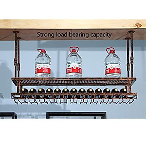 Stylish Simplicity Ceiling Stylish Simplicity Wine Rack Simple Craft Retro Creative Display Goblet Storage Wine Rack Household Goblet Bracket Restaurant Kitchen Bar Floating Wine Rack (Black 120 * 30