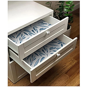 HAOKHOME Boho Peel and Stick Wallpaper Blue Branches Leaves Removable Vinyl Self Adhesive Contact Paper 17.7in x 9.8ft