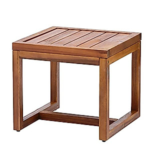 Indoor/Outdoor Patio Garden Funiture Reid 20" Square Solid Acacia Wood Side Table -Teak Finish